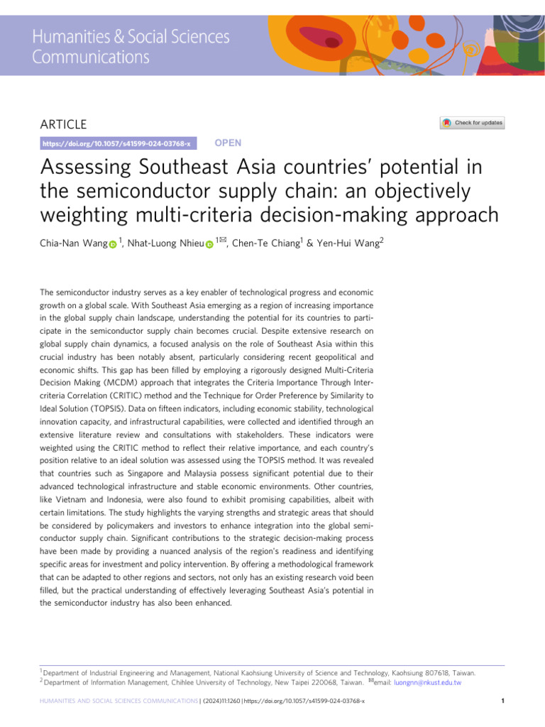 Assessing Southeast Asia Countries' Potential in The Semiconductor ...