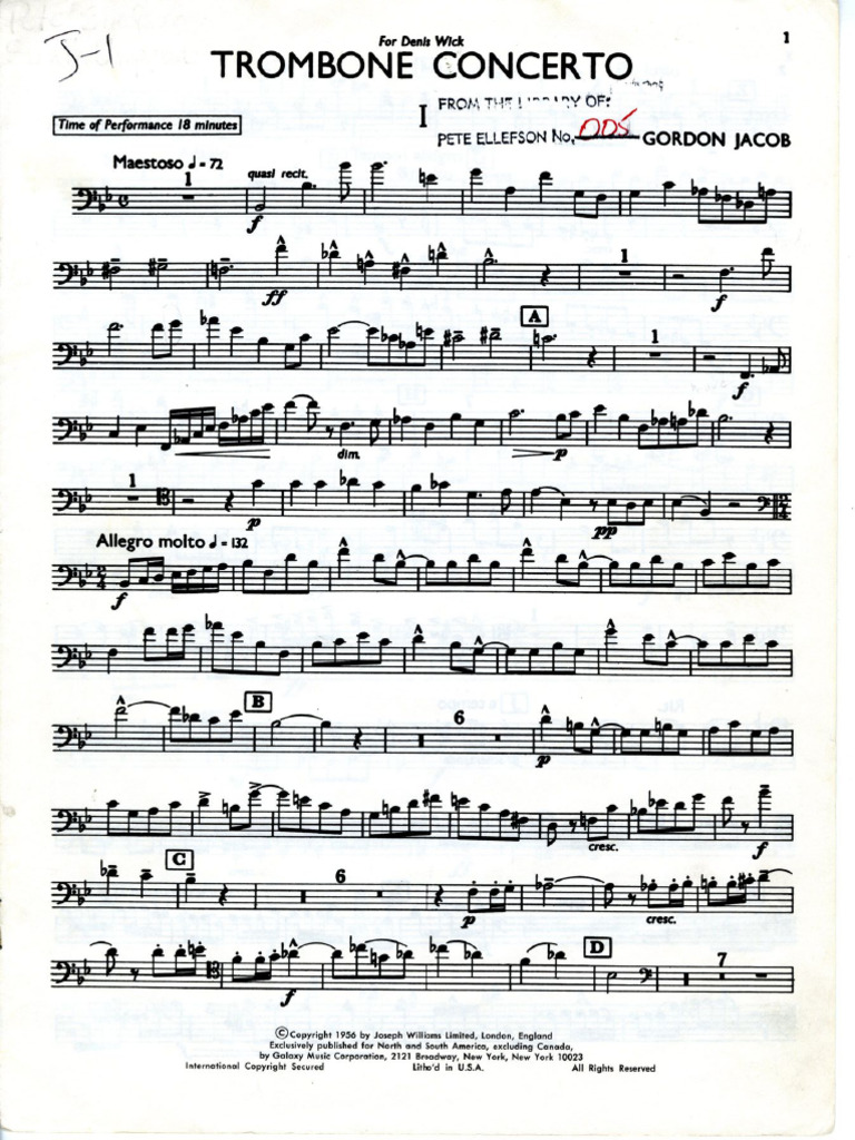 Gordon Jacob Trombone Concerto | PDF