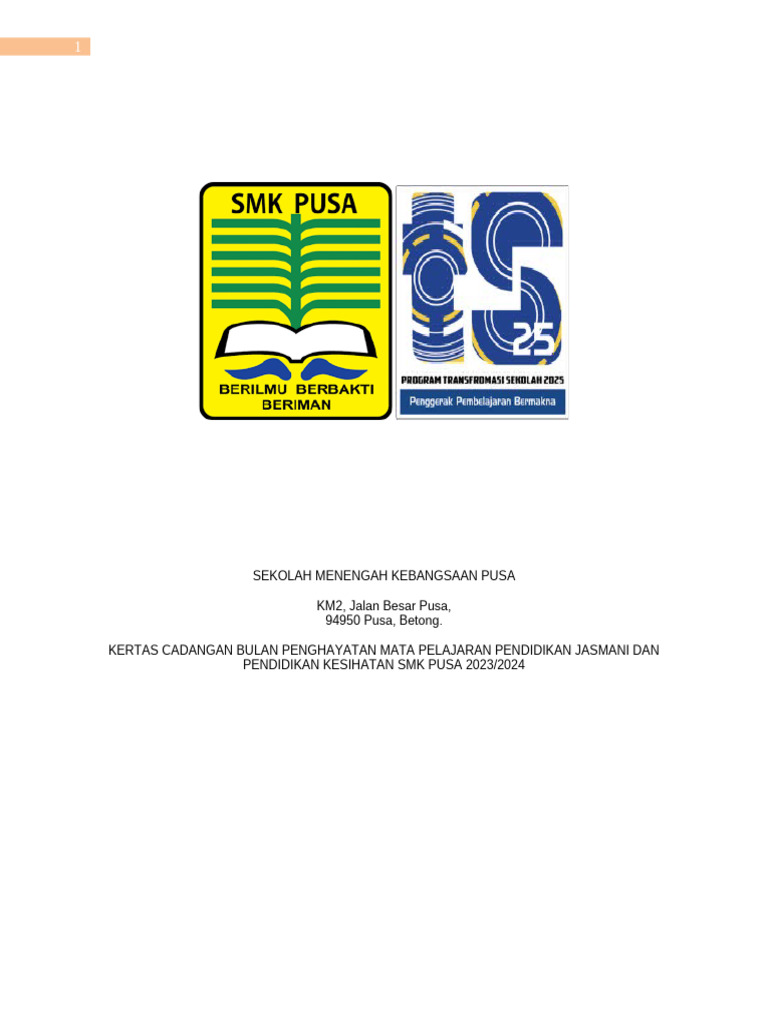 Program Pendidikan Jasmani SMK Pusa 2023 | PDF