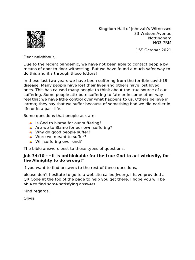Suffering Letter | PDF