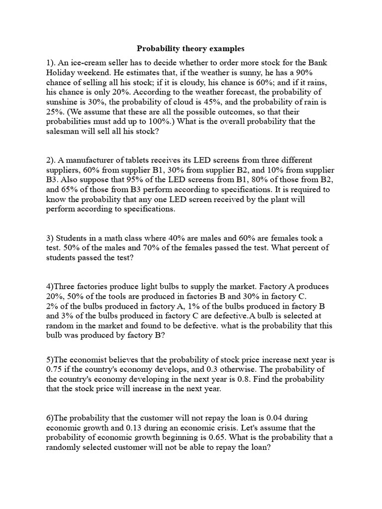 Probability Theory Examples | PDF | Variance | Probability Density Function