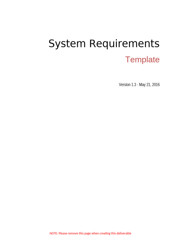 System Requirements Document Template | PDF | Operating System | Policy