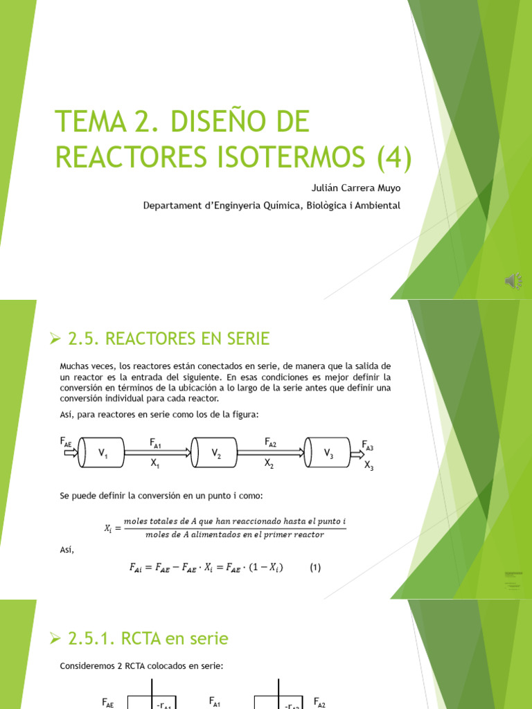 6 Reactores en Serie | PDF | Química | Física Aplicada e Interdisciplinaria