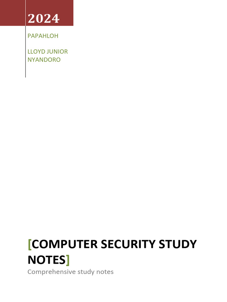 Computer Security Study Notes | PDF | Computer Access Control ...
