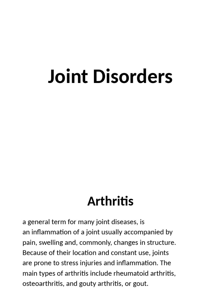 Joint Disorders by Jayson Merelle Misajon | PDF | Arthritis | Joint