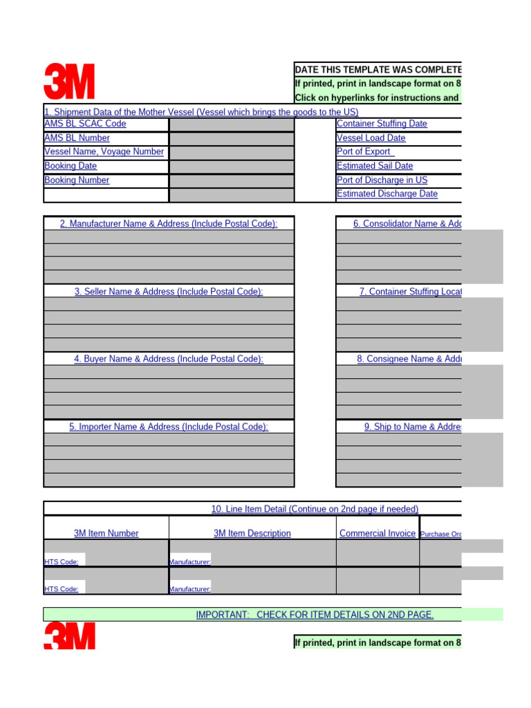 L8h37qtnct4gp9vrnkit 3m Affiliates Isf Template r5 | PDF | Freight ...