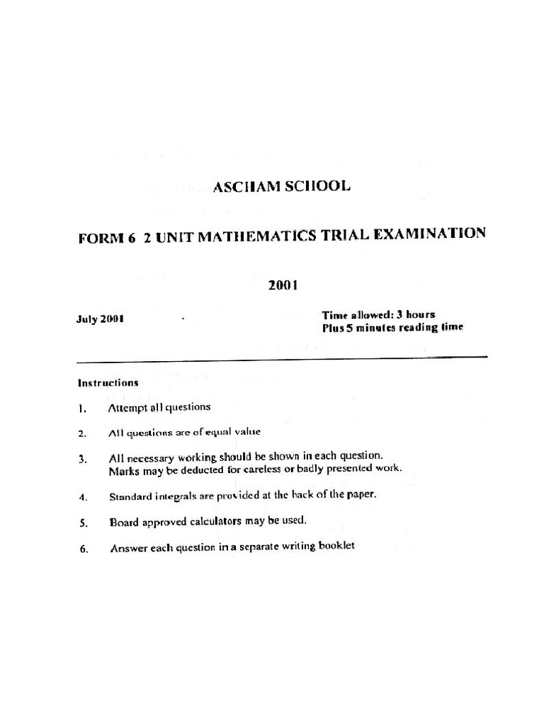 Ascham 2001 2U Trials | PDF