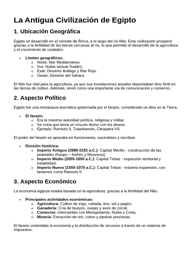 La Antigua Civilización de Egipto | PDF | Antiguo Egipto