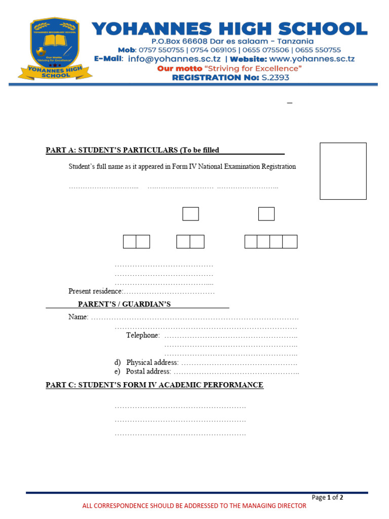 Yohhanes Application Form Five-2022 | PDF
