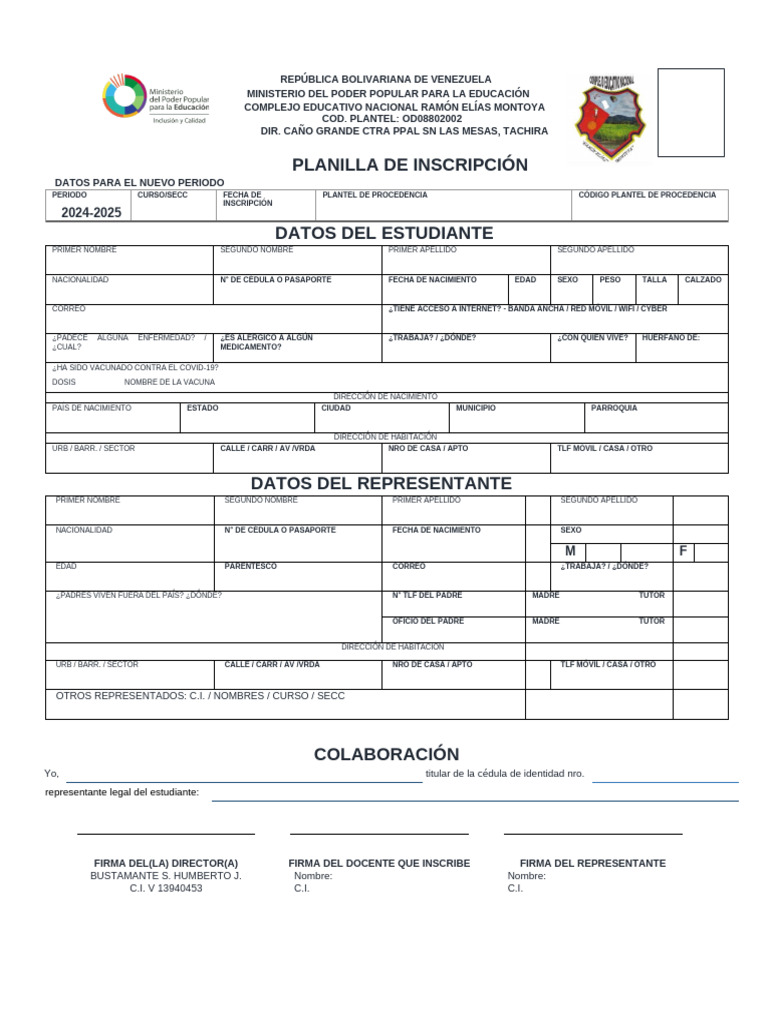 Inscripción Estudiantil 2024-2025 Venezuela | PDF
