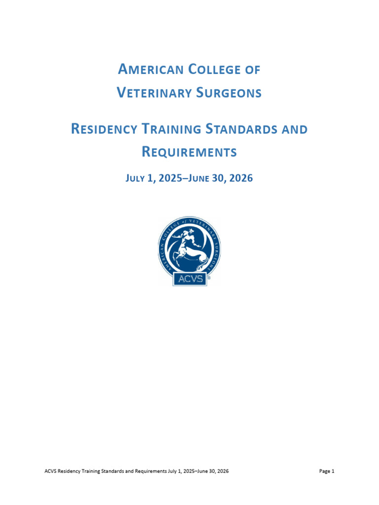 ACVS Residency Standards 2025-2026 | PDF | Residency (Medicine) | Surgery