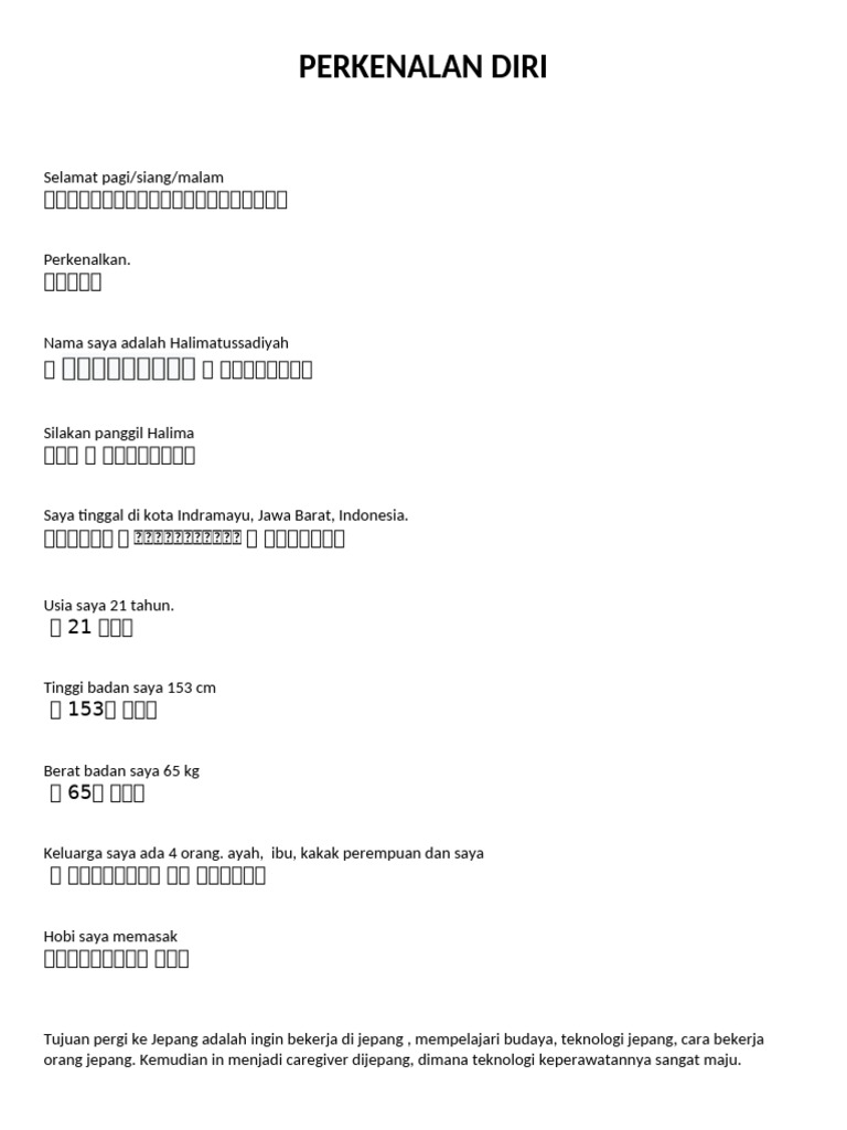 Contoh Perkenalan Diri | PDF