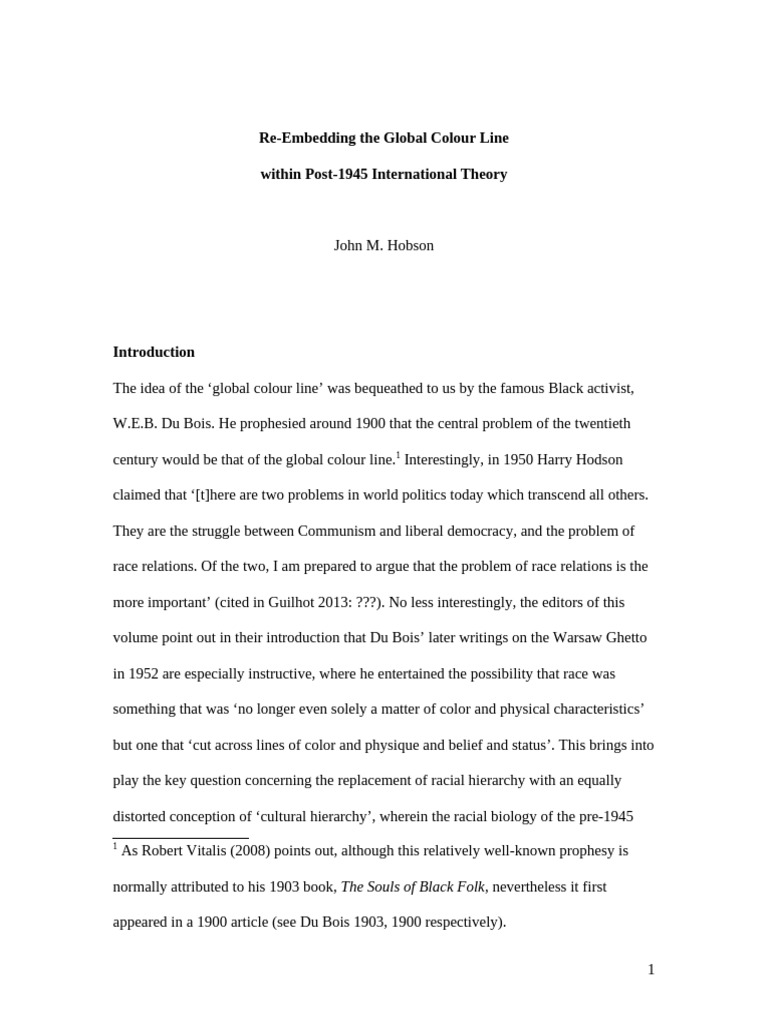 Hobson - Re-Embedding The Global Colour Line Within Post-1945 ...