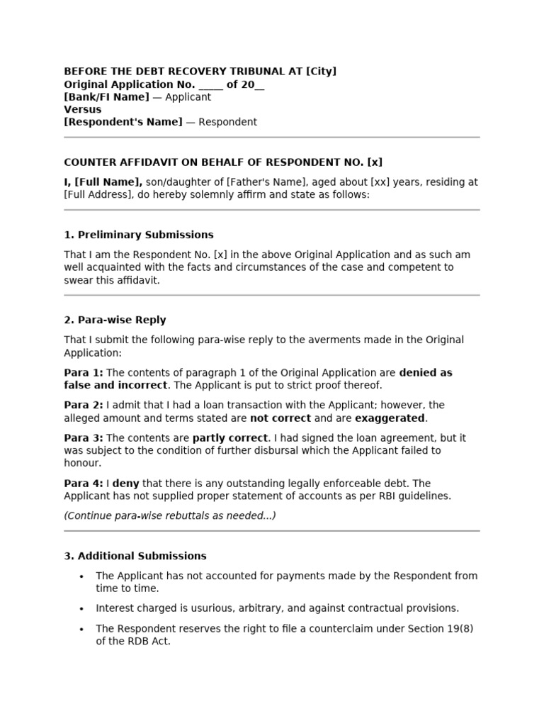 Respondent's Counter Affidavit Submission | PDF