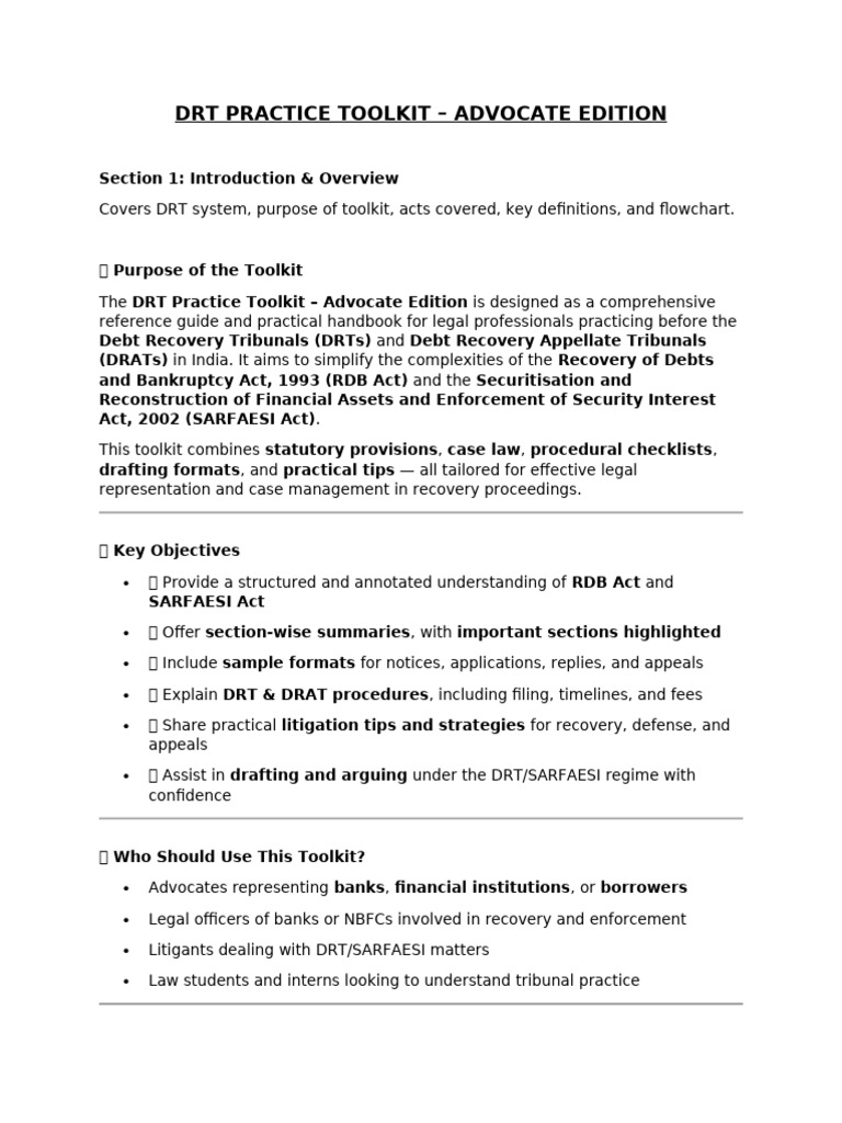DRT Practice Toolkit | PDF | Security Interest | Tribunal