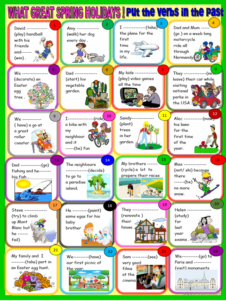 Great Spring Holidays! Review of Past Simple Tense | PDF
