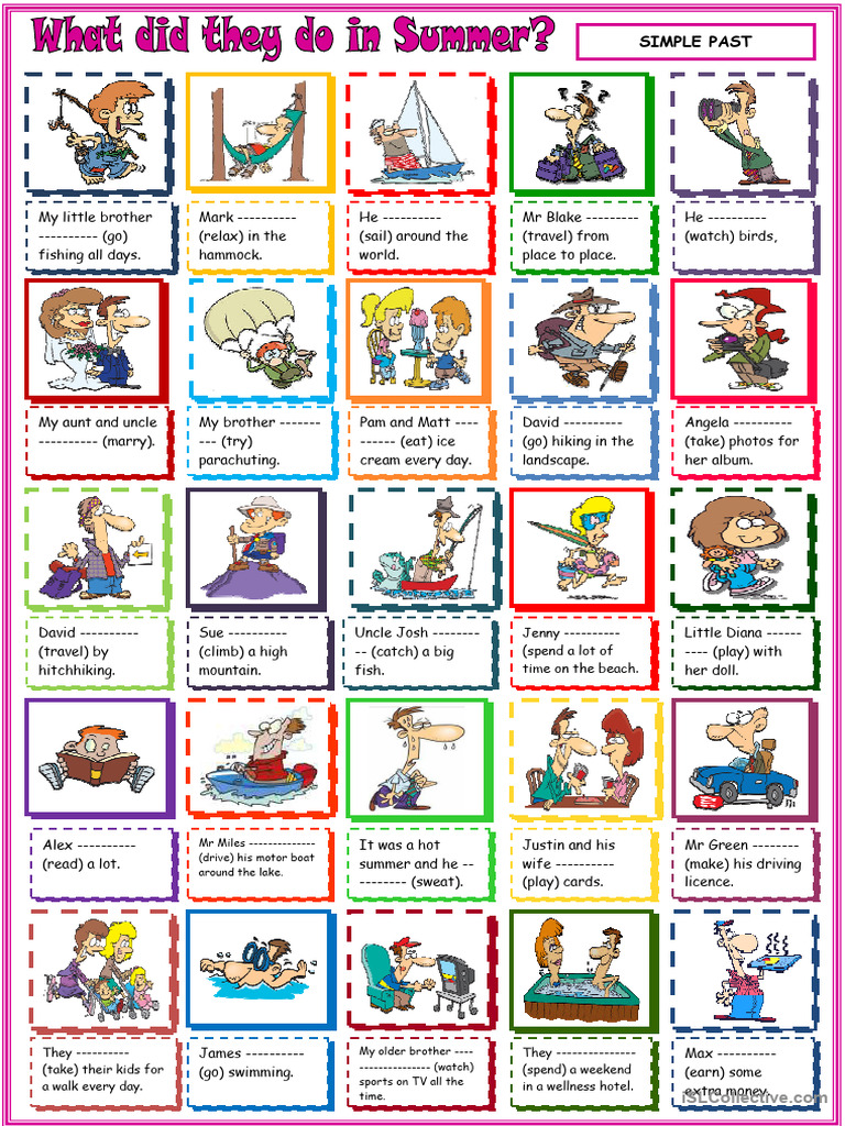 Grammar in Pictures - What Did They Do in Summer - Past Tense | PDF
