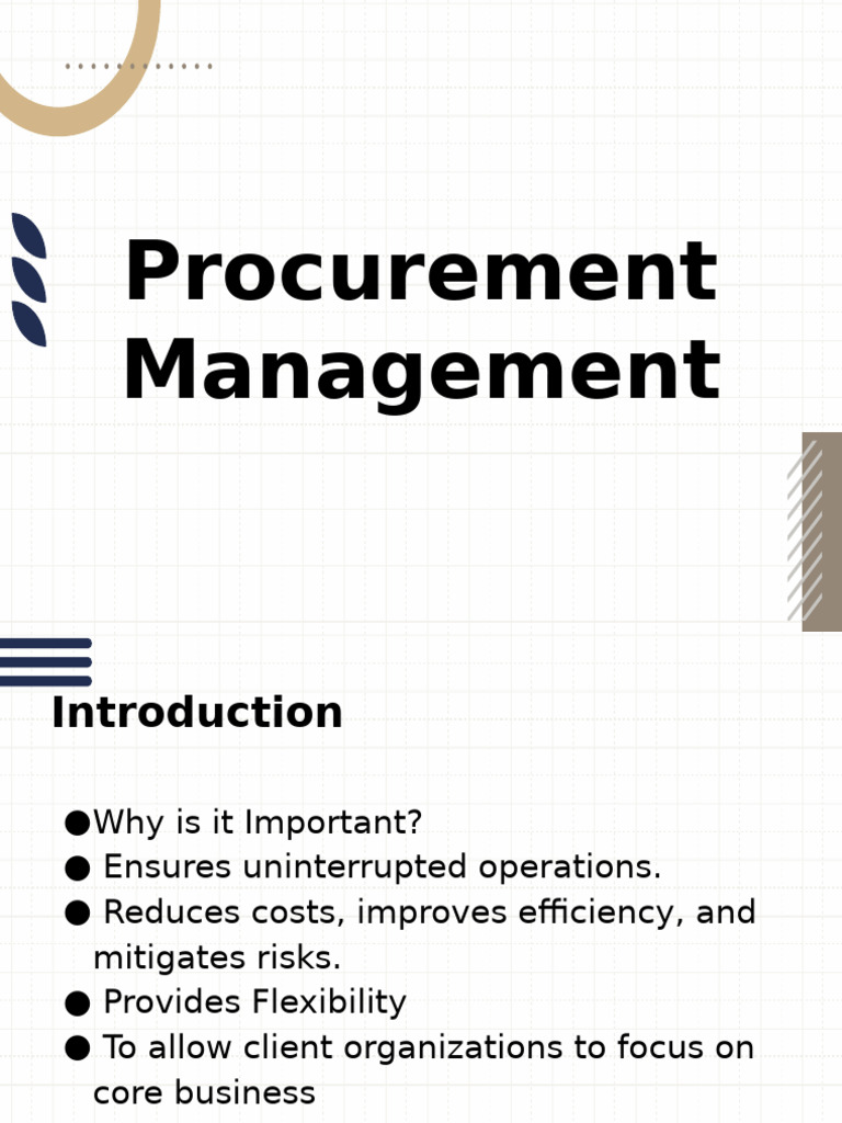 Procurement Management Presentation | PDF | Procurement | Supply Chain