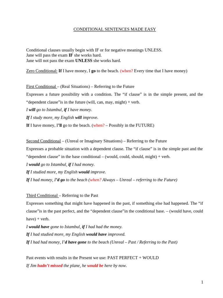 Conditional Sentences Made Easy | PDF | Linguistic Morphology | Linguistics