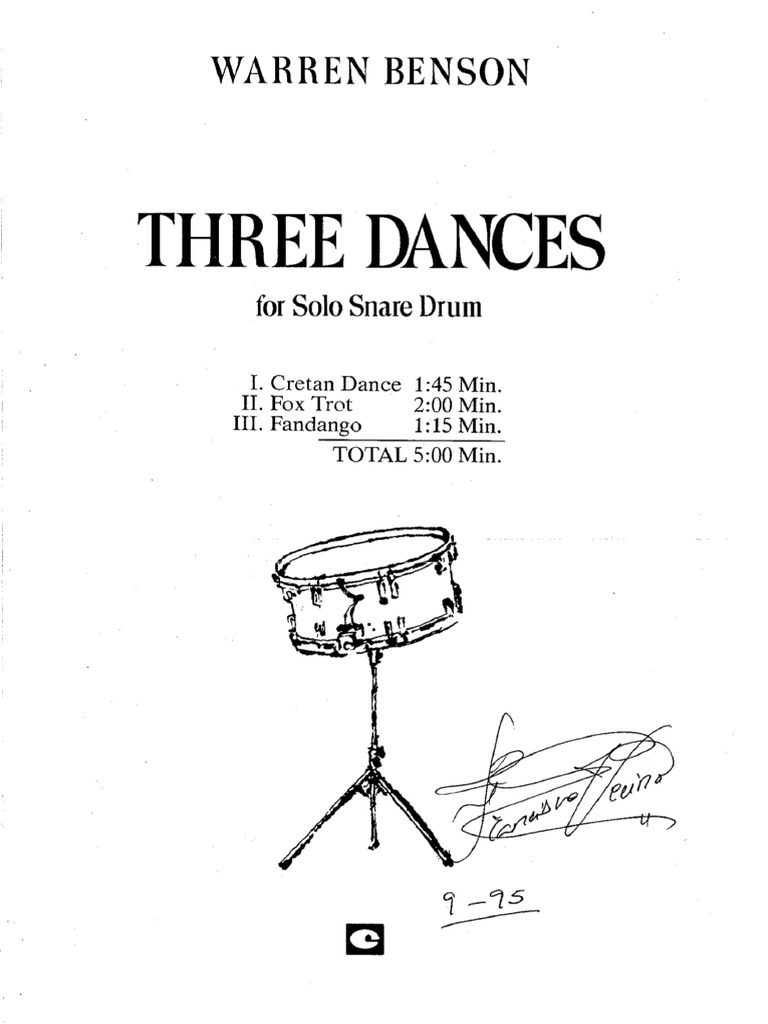 Warren Benson - Three Dances For Solo Snare Drum 2 | PDF