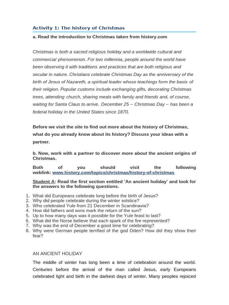 History of Christmas Traditions | PDF | Christmas | Nativity Of Jesus