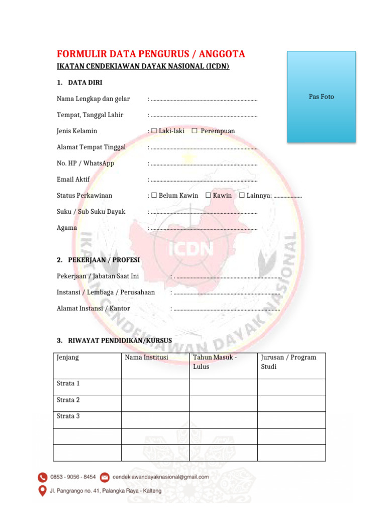 Formulir Keanggotaan ICDN | PDF