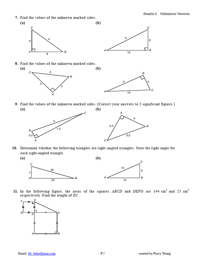 s2 CH 5 Pythagoras Theorem Q | PDF | Length | Area