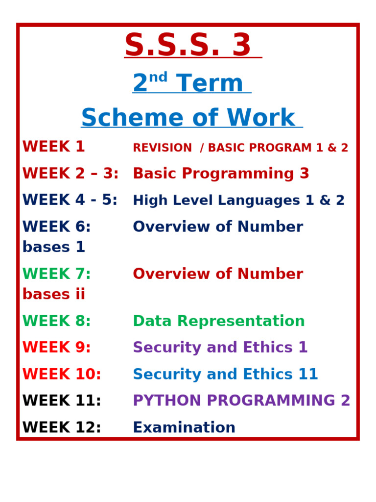 Classnotes Student 76755198637 E-Notecomputersss3schemeofwork | PDF