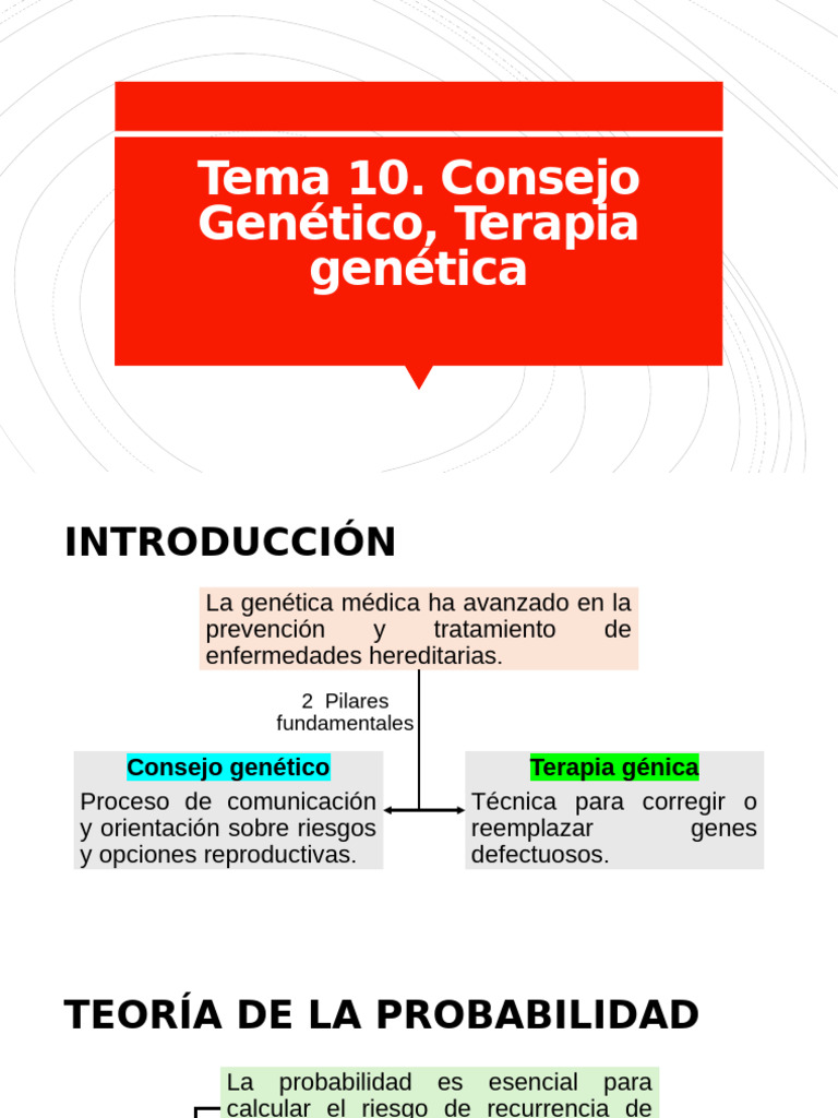 Tema 10. Consejo Genético, Terapia Genética | PDF | Asesoramiento ...