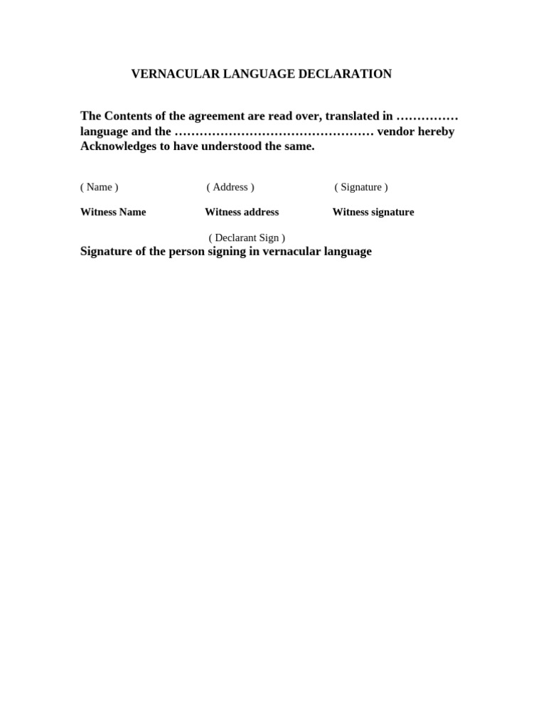 Vernacular Language Declaration....... 1 | PDF