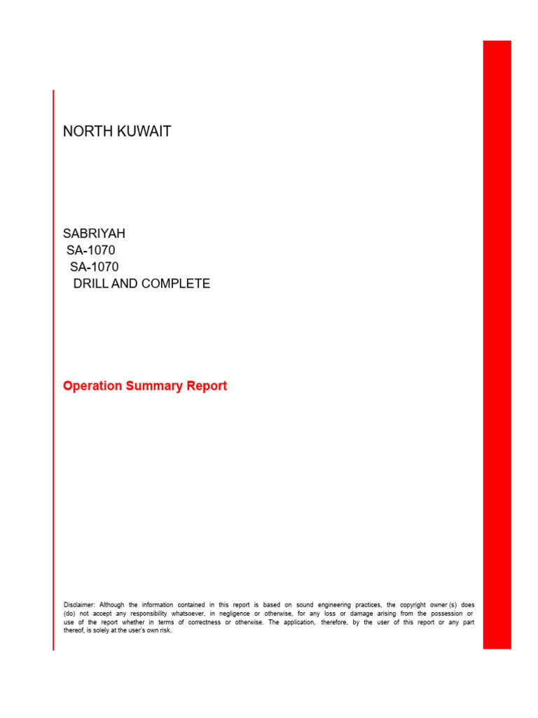 TDI 701 -Operations Summary Report | PDF