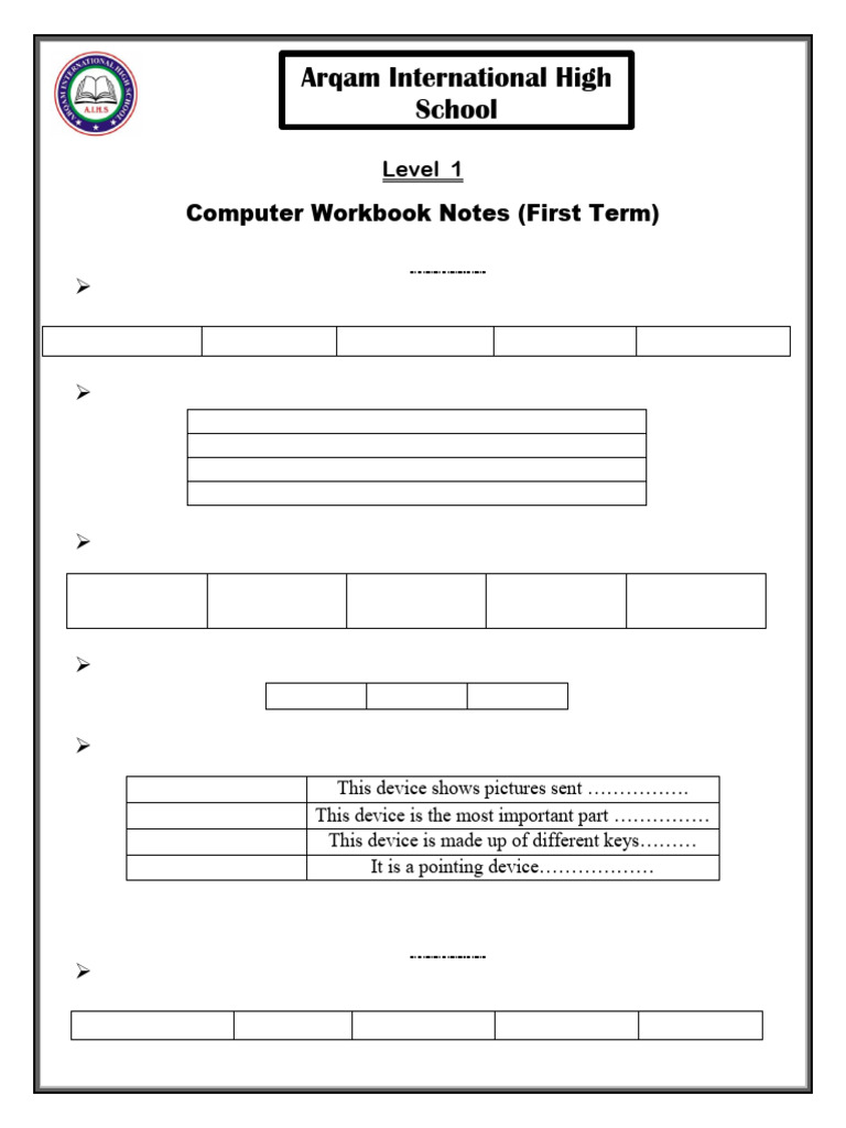 Grade 1 Computer Workbook Notes | PDF