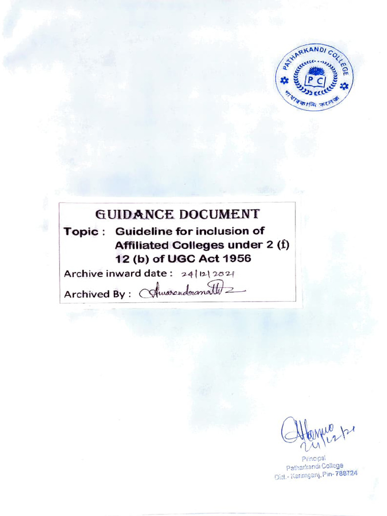 UGC 2(f) & 12(b) Affiliation Guidelines | PDF | Private Law