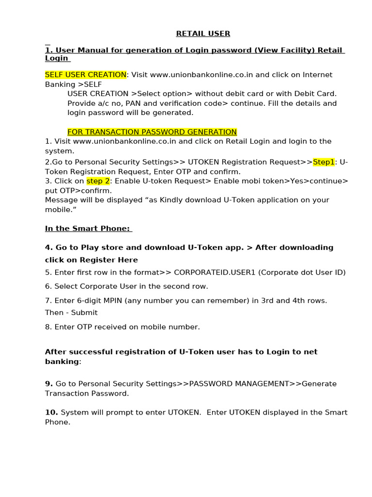 Sop Retail and Corporate Net Banking | PDF | Password | Computer Access Control