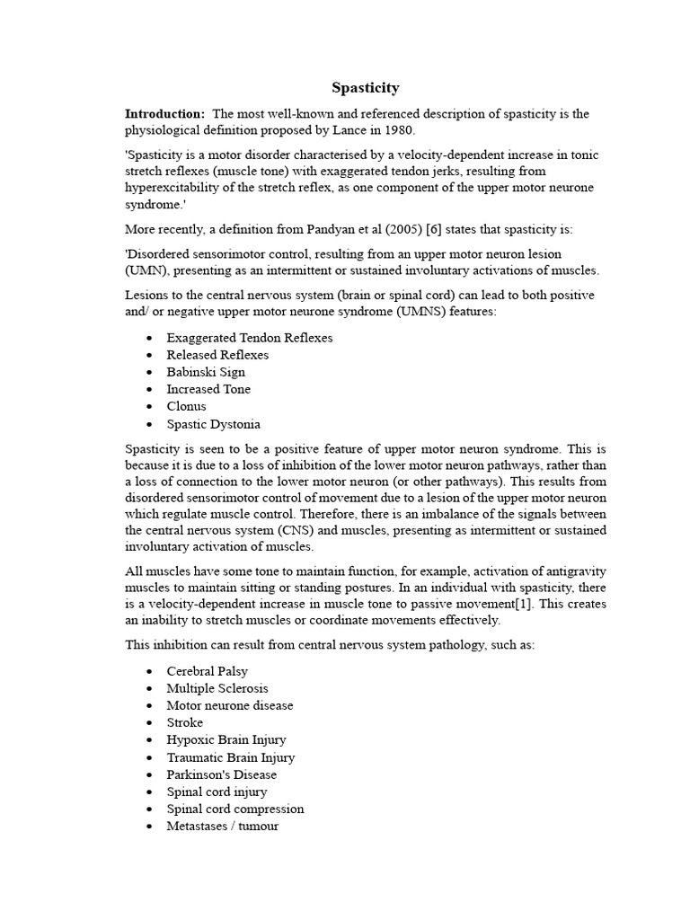 Understanding Spasticity: Causes and Management | PDF | Spinal Cord ...