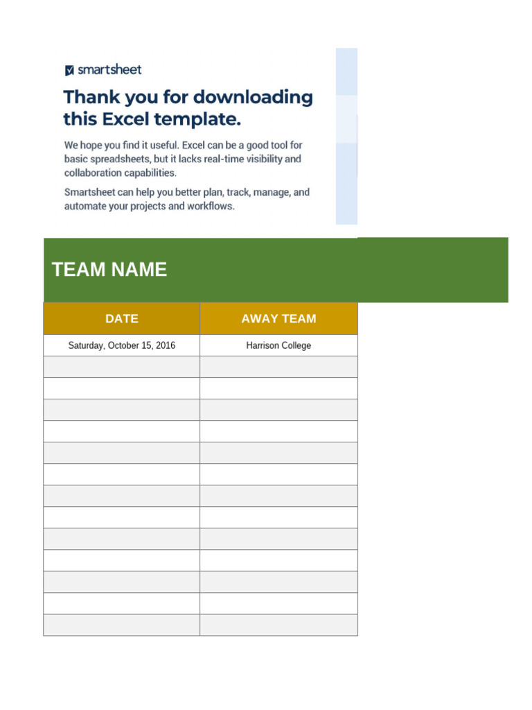 Weekly Sport Schedule Template V1 | PDF