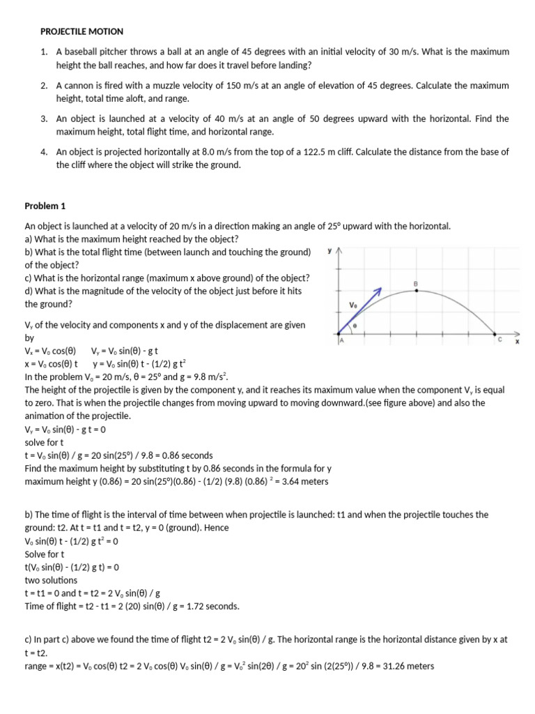 PROJECTILE MOTION REVIEW | PDF | Projectiles | Motion (Physics)