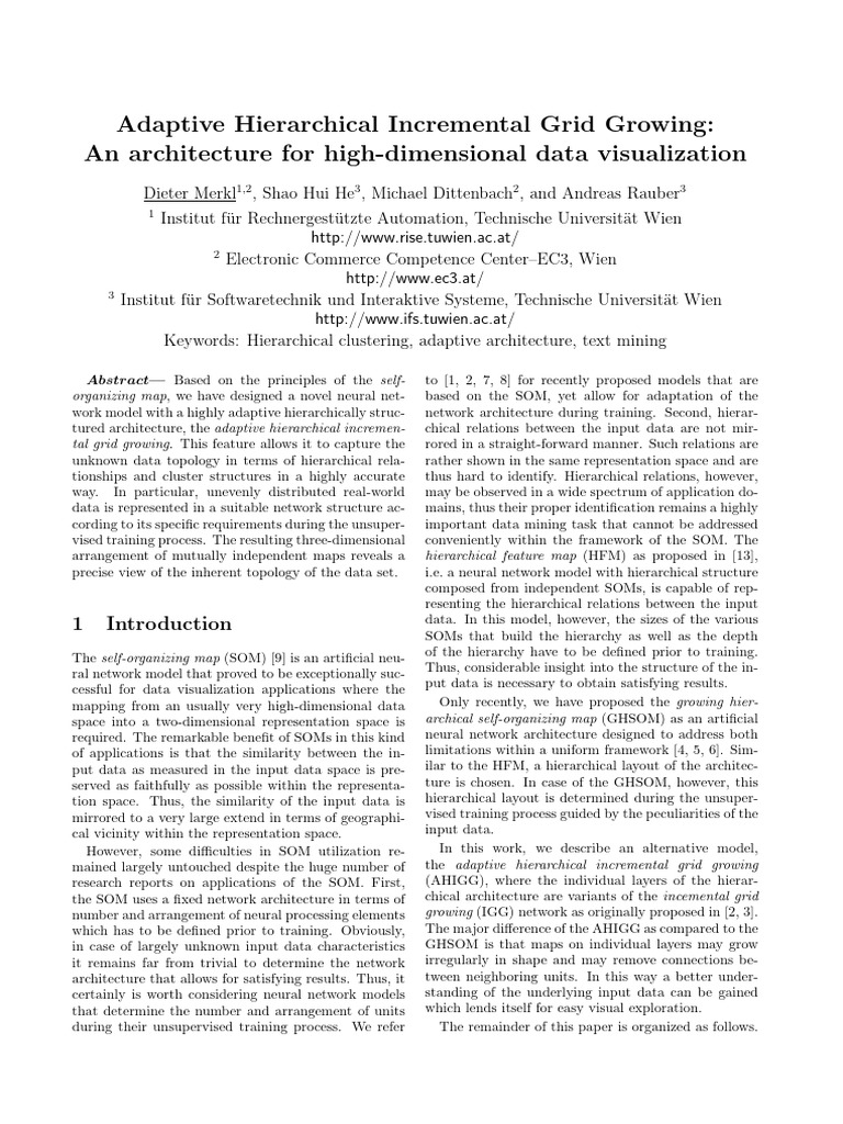 Adaptive Hierarchical Incremental Grid Growing - An Architecture For ...