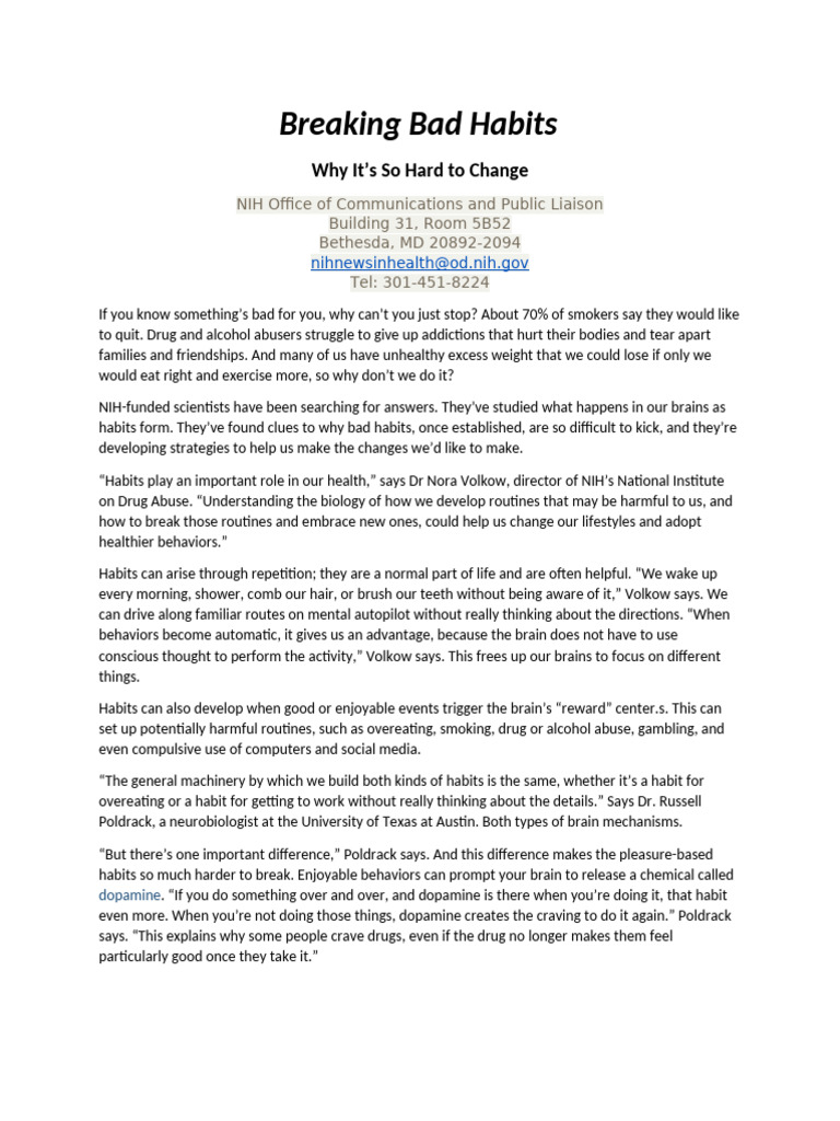 Breaking Bad Habits | PDF | Self Control | Self-Management