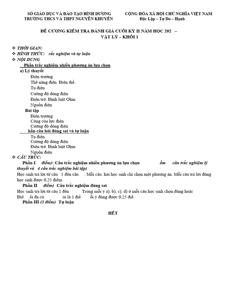 ĐC ÔN TẬP HKII LÝ 11 2024 2025 | PDF