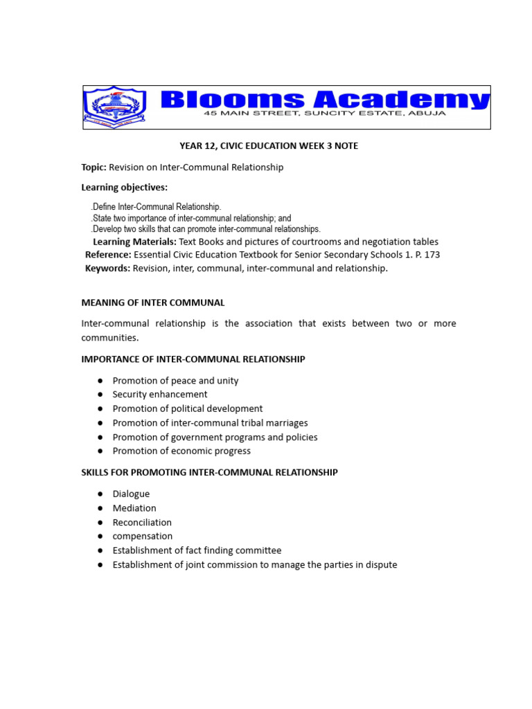 Year 12, Week 3 & 4 Civic Education Notes | PDF