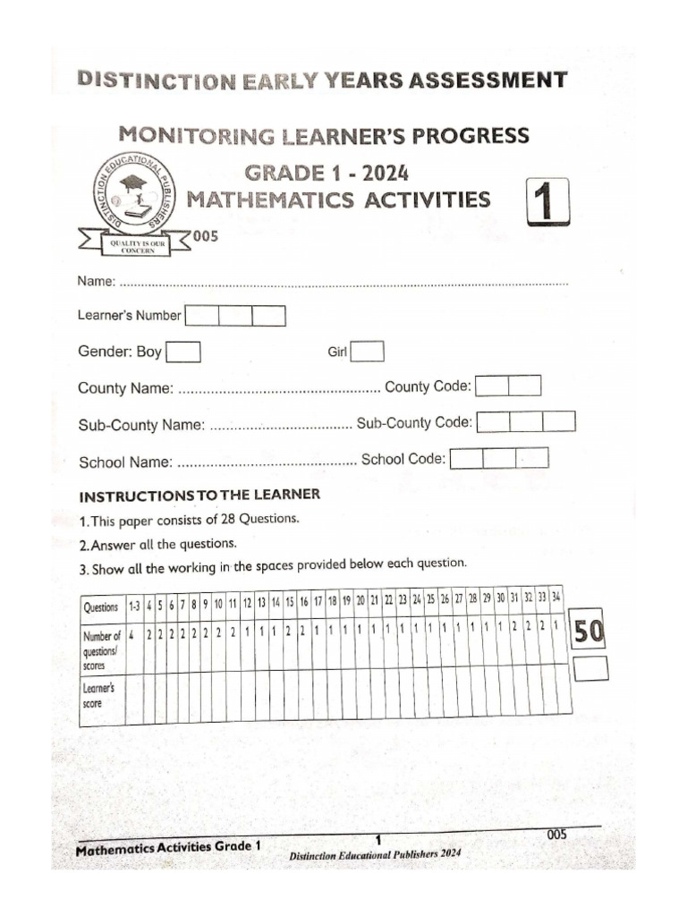 Distinction Grade 1 005 2024 Exam | PDF