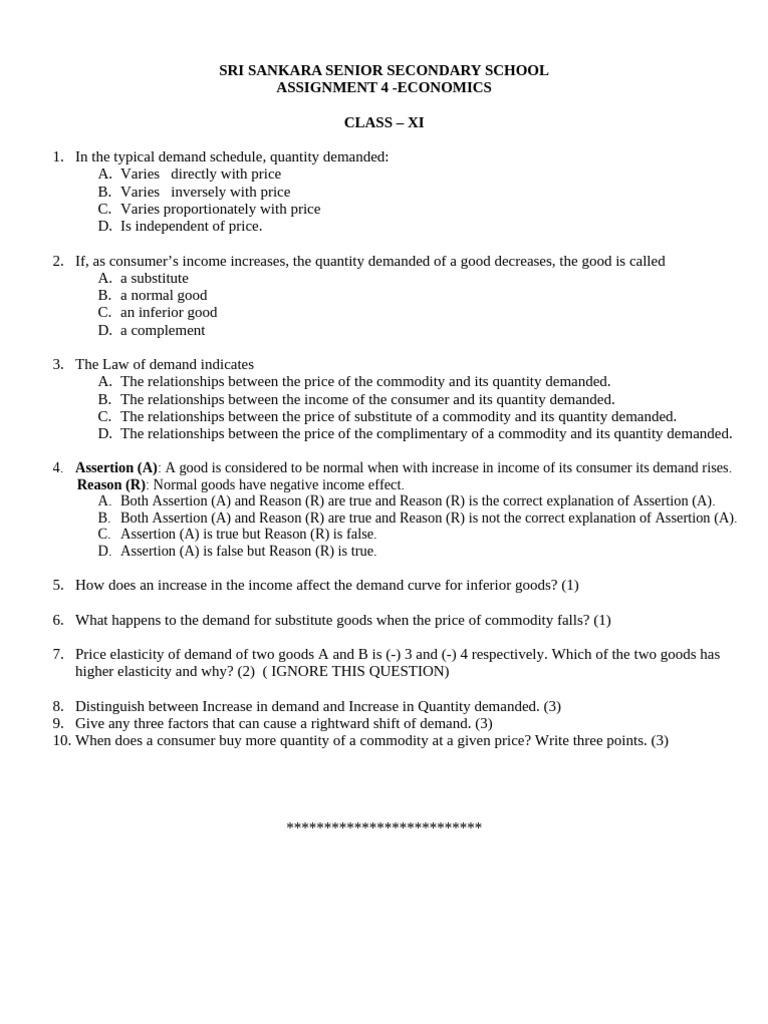 11-Economics Assignment 4 | PDF