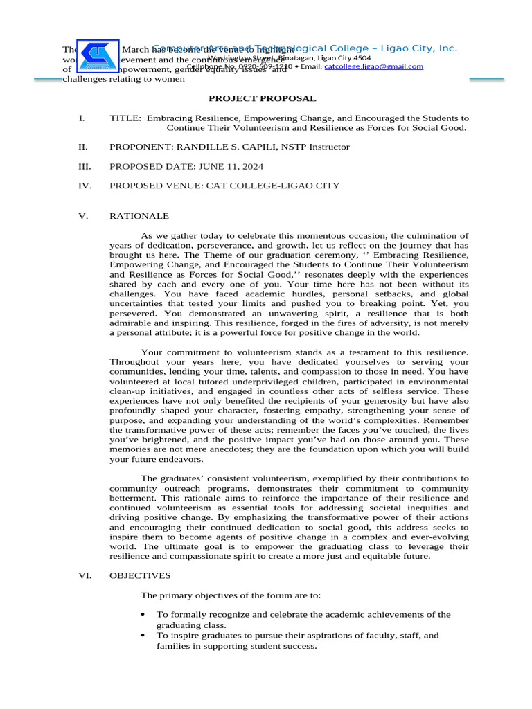 Proposal For Graduation Day 23-24 | PDF | Psychological Resilience