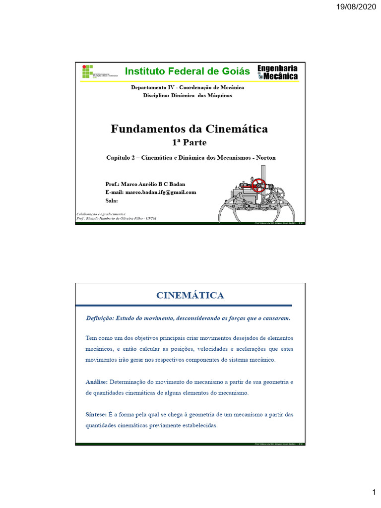 Fundamentos da Cinemática em Máquinas | PDF | Cinemática | Rotação