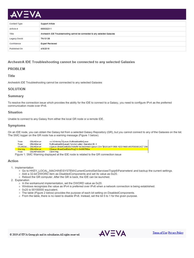 ArchestrA IDE Troubleshooting Cannot Be Connected To Any Selected ...