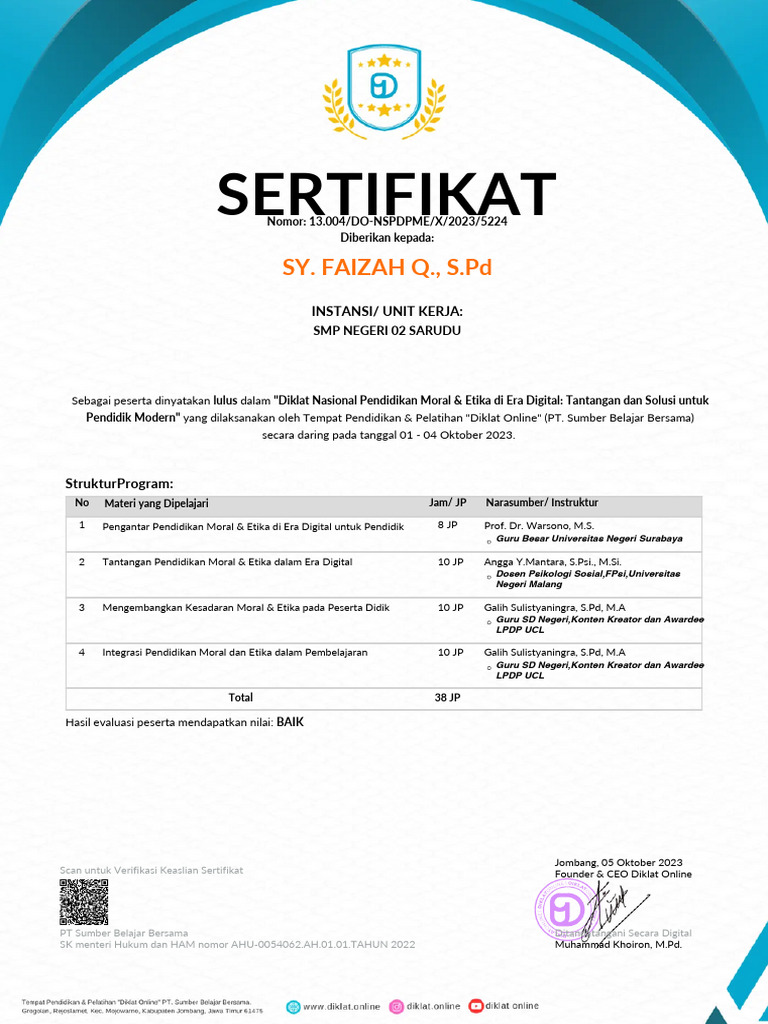 Sert Online Sy Faizah Okt | PDF