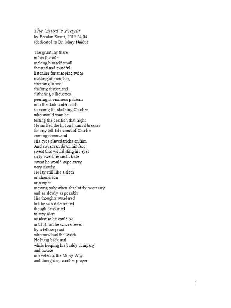 Grunt's Prayer | PDF | Prayer | Religious Belief And Doctrine