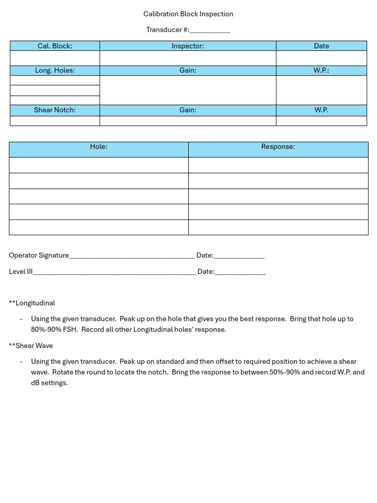 Calibration Block Inspection | PDF