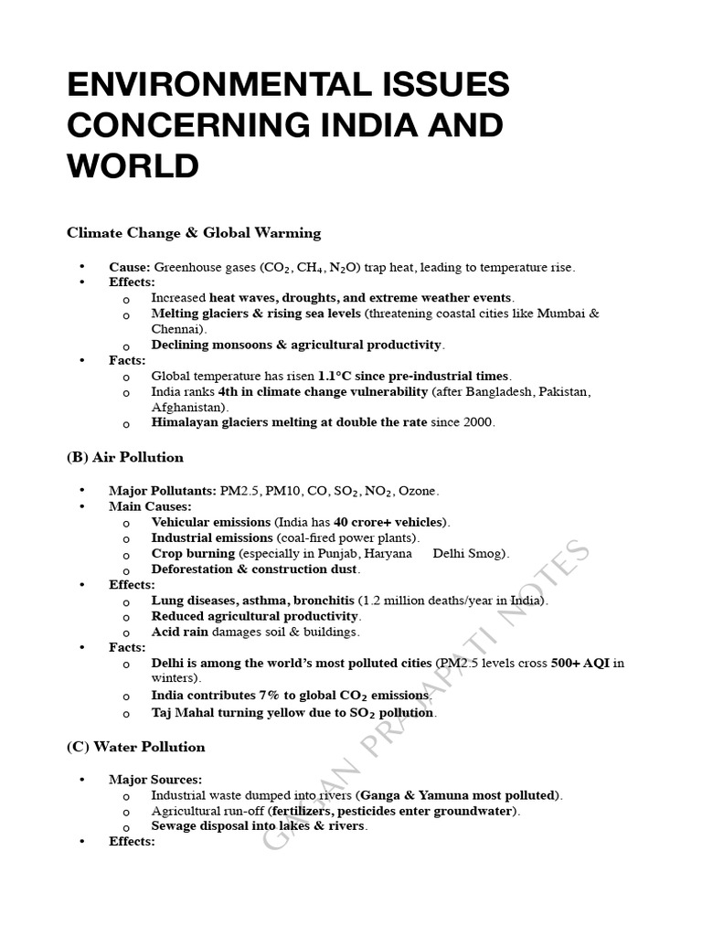 Major Environmental Issues in India | PDF | Climate Change | Pollution